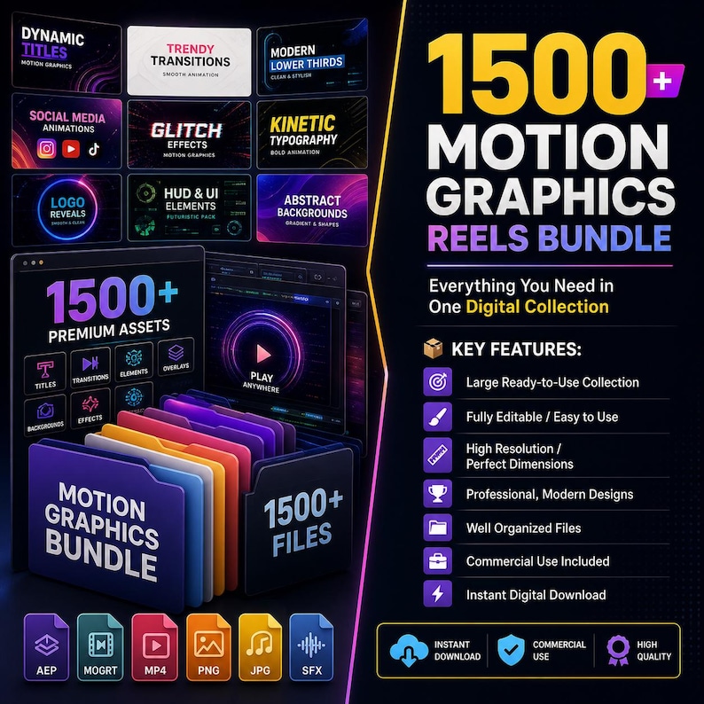 1500+ Glowing Motion Graphics Reels Bundle, Neon Visual Loops (MP4 ...