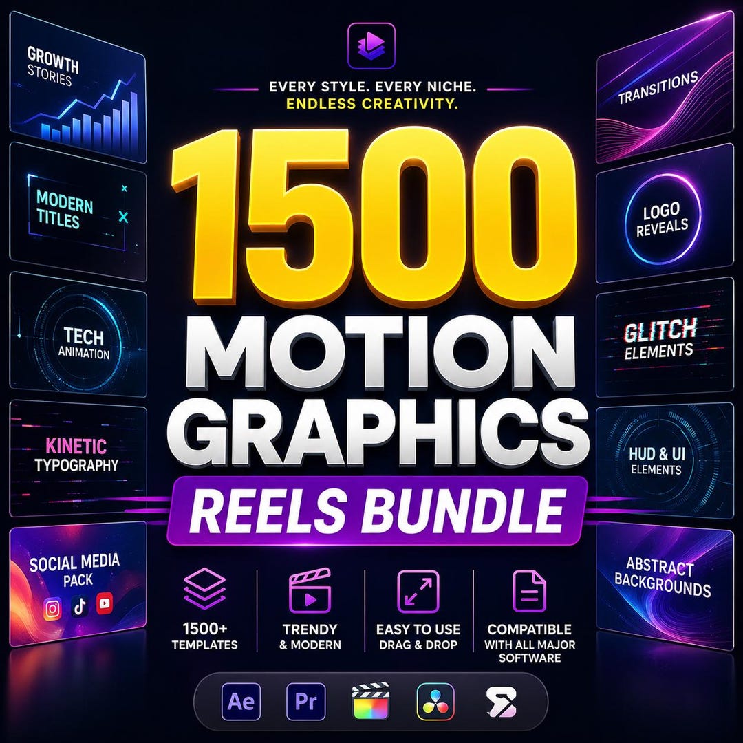 1500+ Glowing Motion Graphics Reels Bundle, Neon Visual Loops (MP4 ...