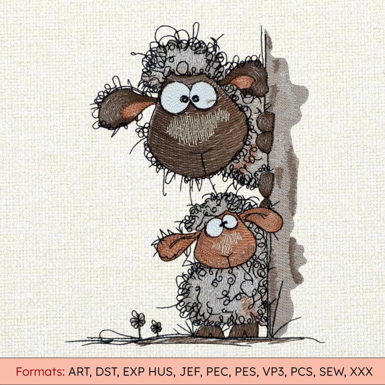 Funny Peeking Sheep Machine Embroidery Design Cute Lamb Embroidery ...