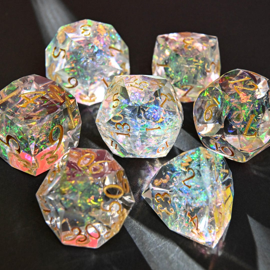 Rainbow Glitter Polyhedral Dice Set,dnd Accessories, D20 Dice Set for D ...