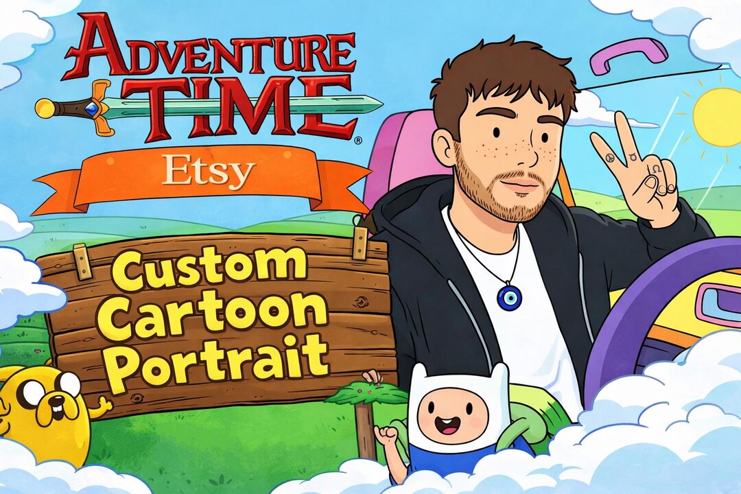 Adventure Time Style Custom Cartoon Portrait - Etsy