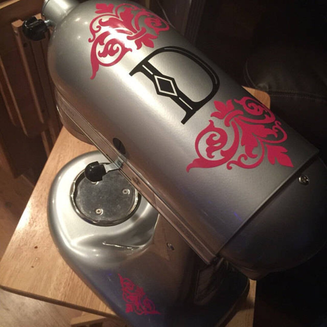 Personalized Monogram Damask Mixer Decal in 2 Colors (decal Only) - Etsy