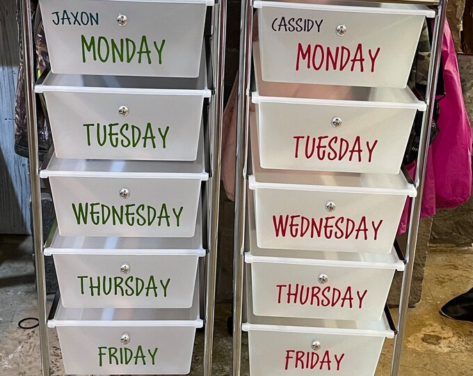 Days of the Week Decal Set Week Days Storage Bin Labels School Week ...