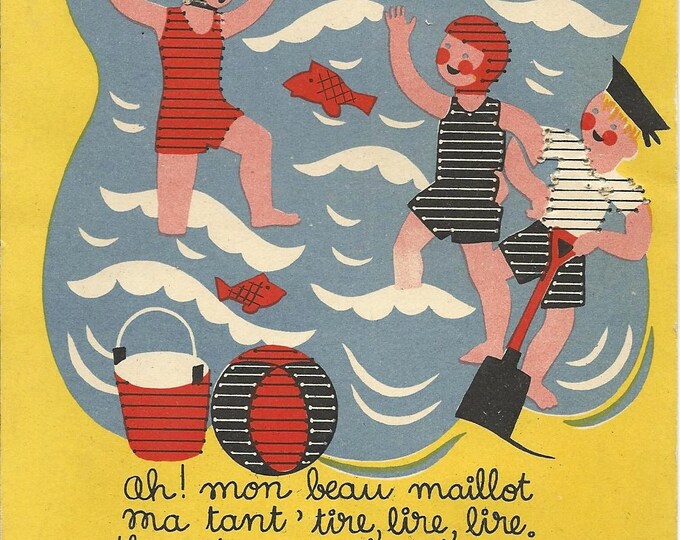 Very Colorful Antique Beach Childs Print Swimsuit - Etsy