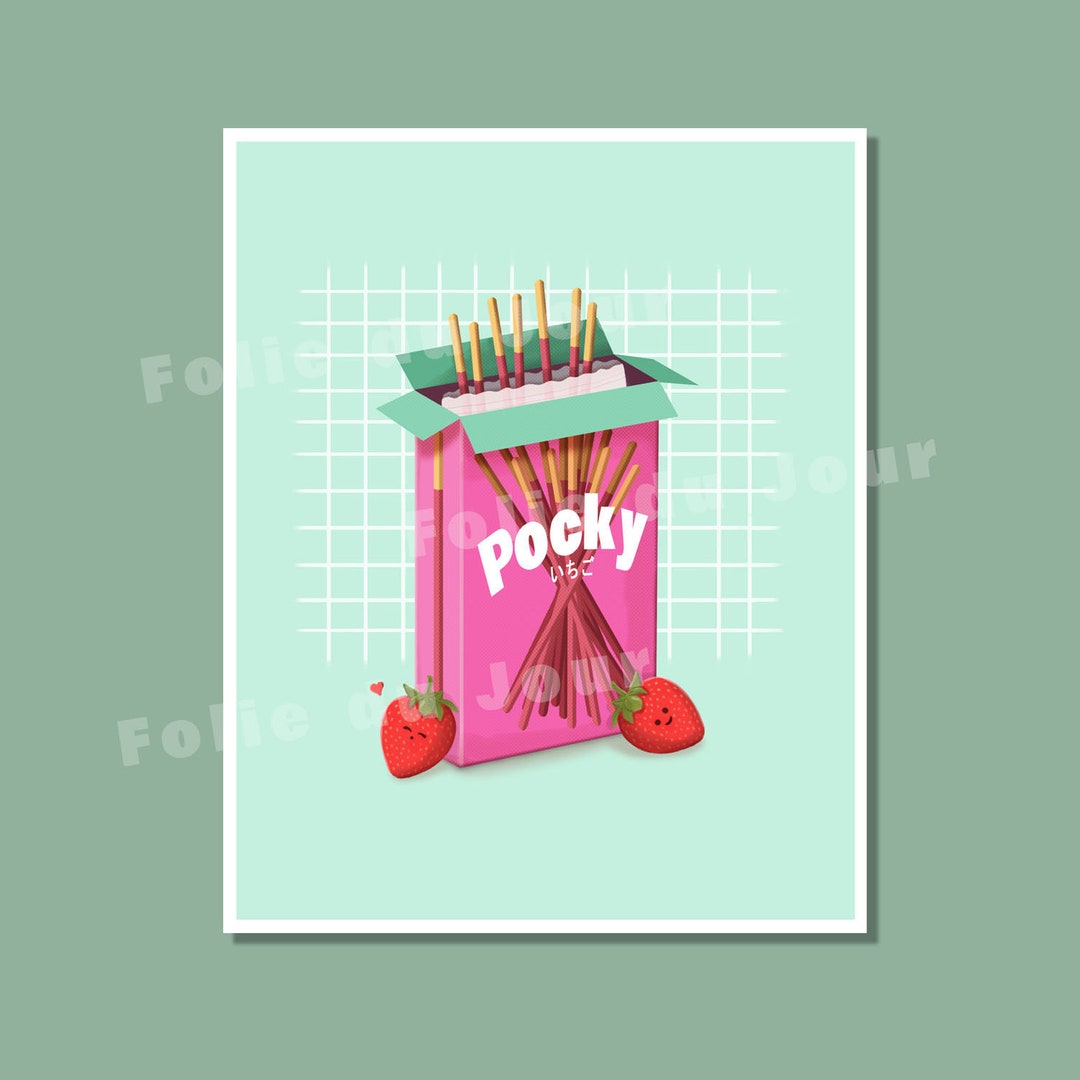 Strawberry Pocky Art Print Japanese Art Food Cute Art Print - Etsy