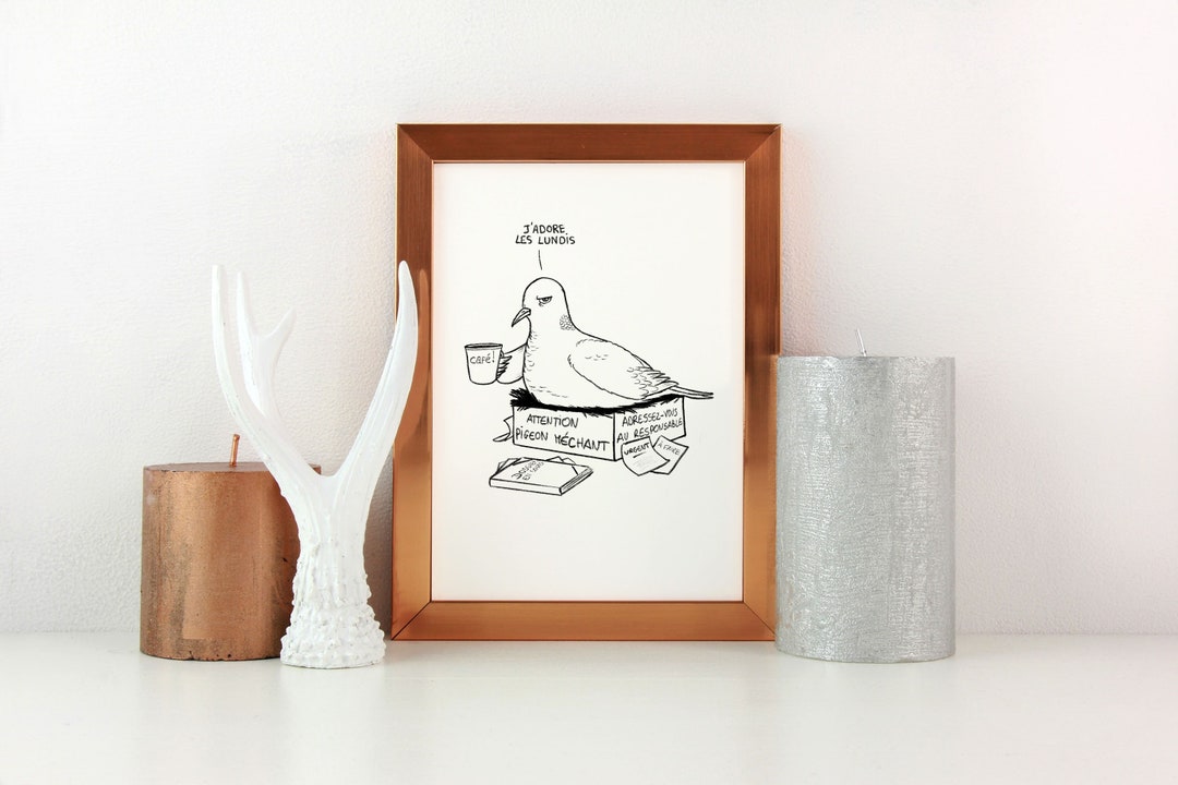 French Cynical Work Artwork, I Love Mondays Irony Print, Sarcastic Job ...