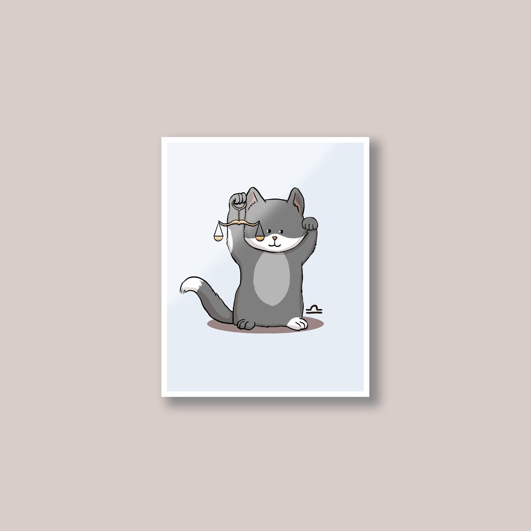 Custom Libra Cat Illustration Cute Astrological and Zodiac Sign ...