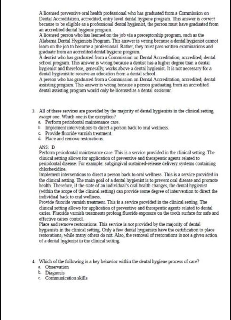 Practice Questions and Answers for Darby and Walsh Dental Hygiene ...