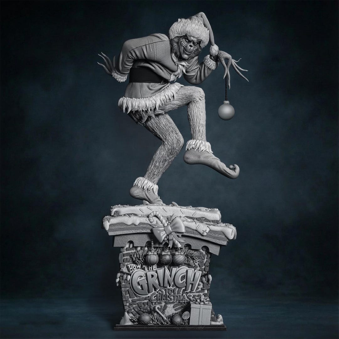 Holiday Mean‑green Trickster Statue | Christmas Villain Figure | STL 3D ...