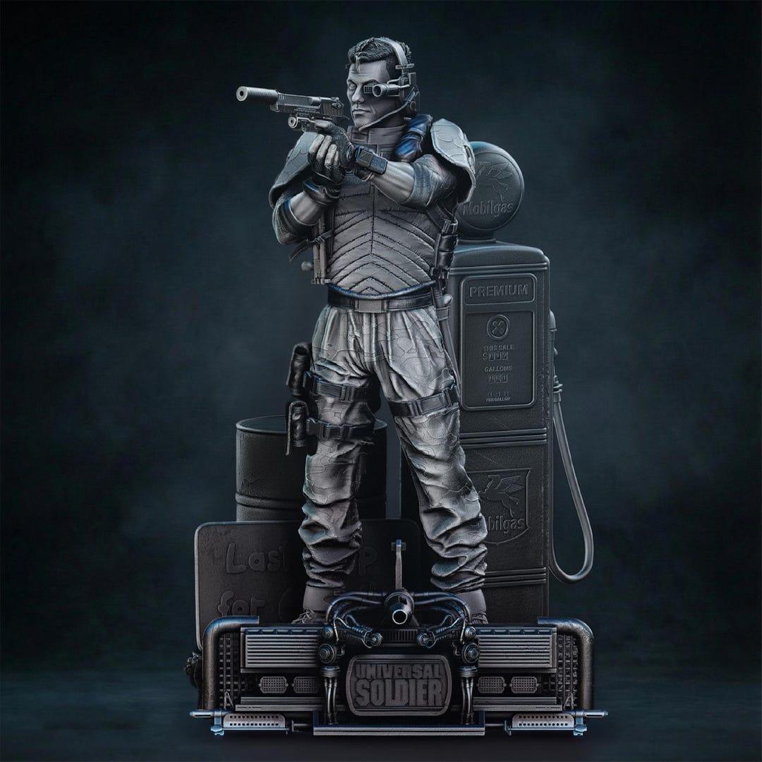 Cyber Revival Soldier Statue | Retro Action Warrior Figure | Shelf ...