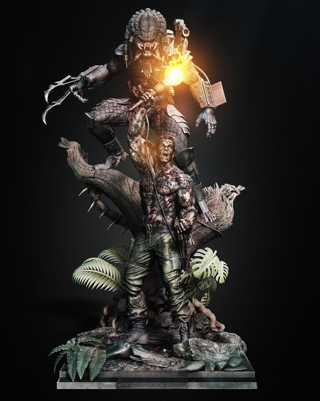 The Predator and Dutch Diorama | Action Scene Model | STL 3D PRINT ...