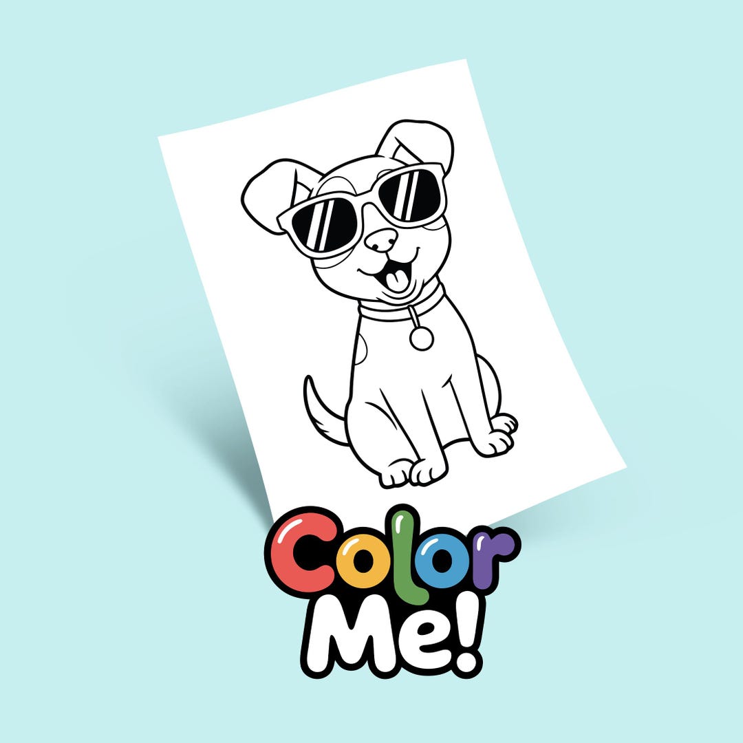 Cool Dog Printable Coloring Page (PDF) Digital Download - Etsy