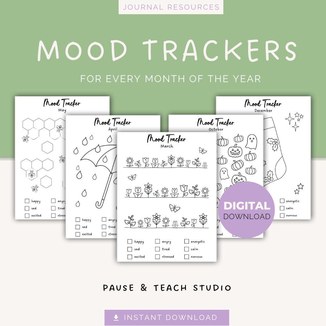 Monthly Mood Tracker Bundle (12 PRINTABLE PAGES) - Etsy