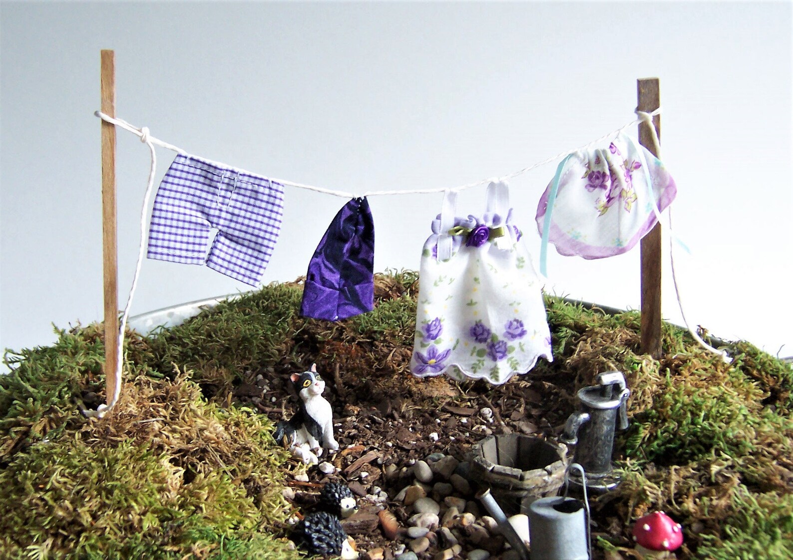 Fairy Garden Miniature Clothesline with Clothes Color Themed | Etsy