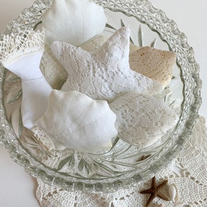 Bowl Fillers Fabric and Lace Fish and Seashells for Coastal Home Decor ...
