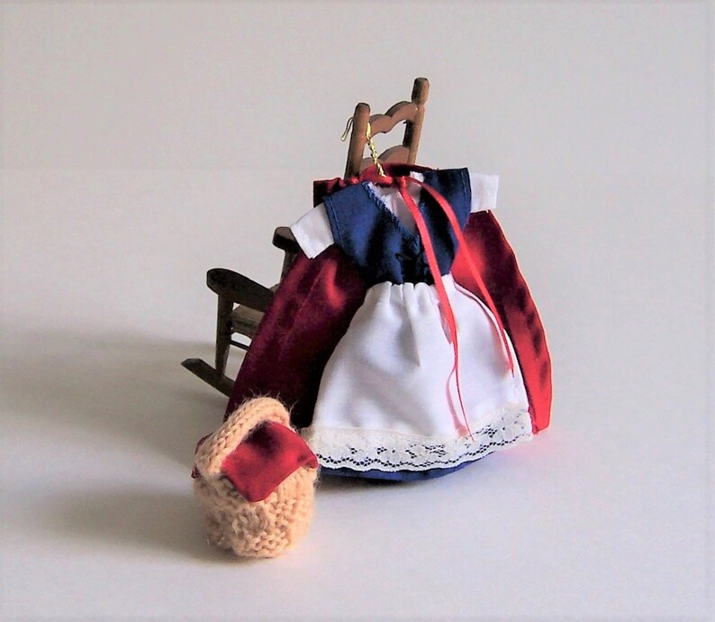 Miniature Red Riding Hood Dress Cape and Basket 1:12 Scale | Etsy