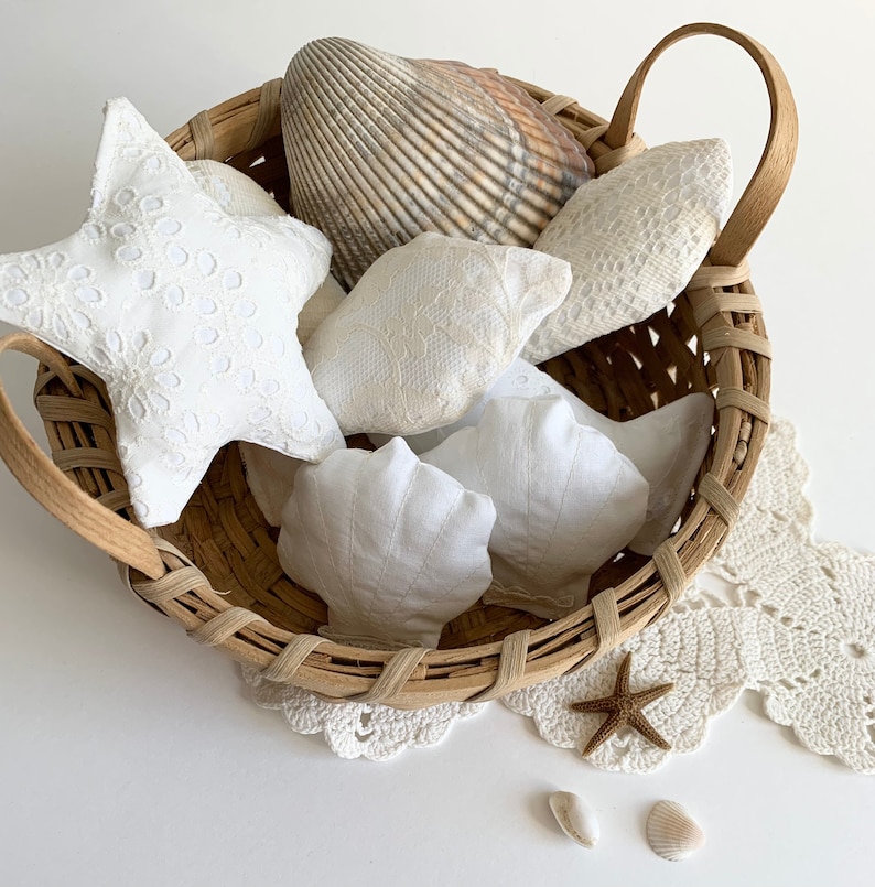 Bowl Fillers Fabric and Lace Fish and Seashells for Coastal - Etsy