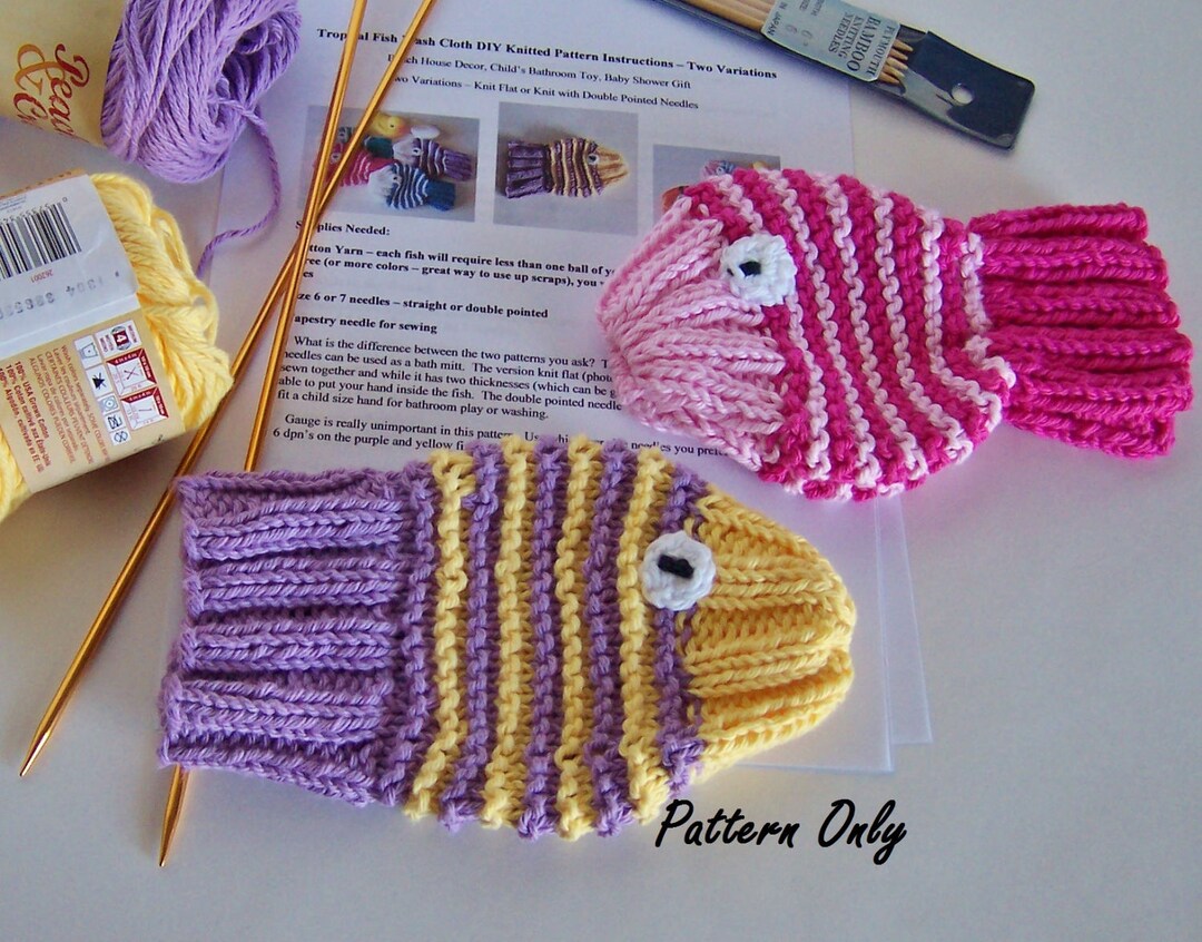 Tropical Fish Knitting Pattern DIY Instructions - 2 Variations, Knit ...