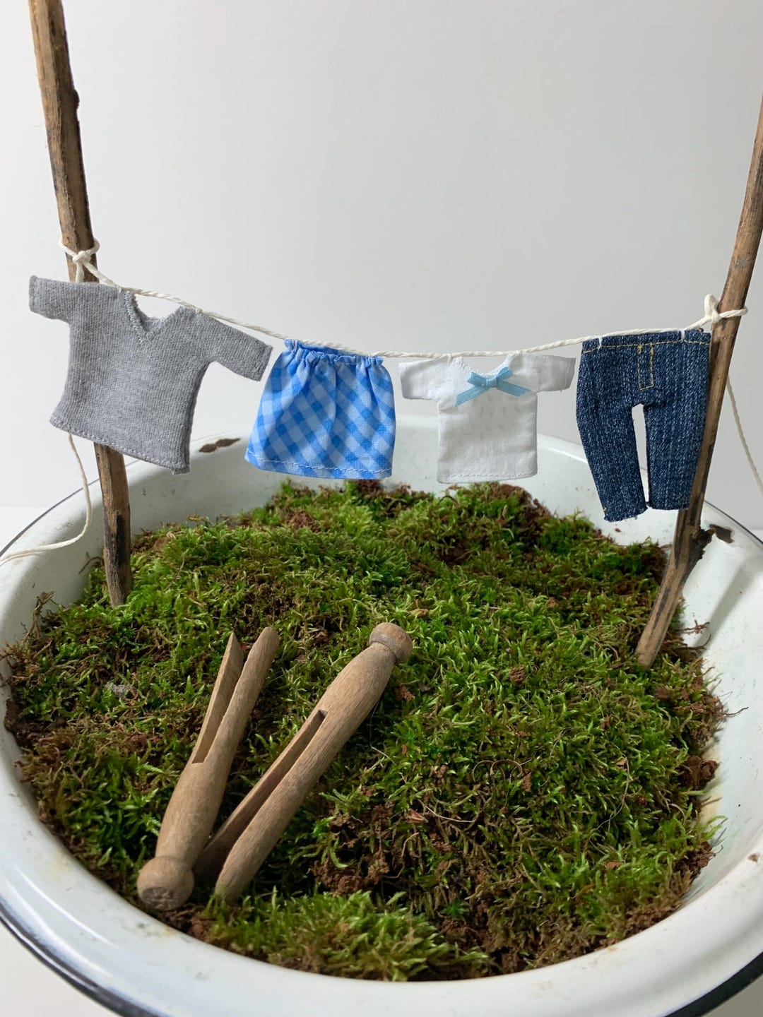 Miniature Clothesline for Laundry Room or Dollhouse Decor, Hand Made ...