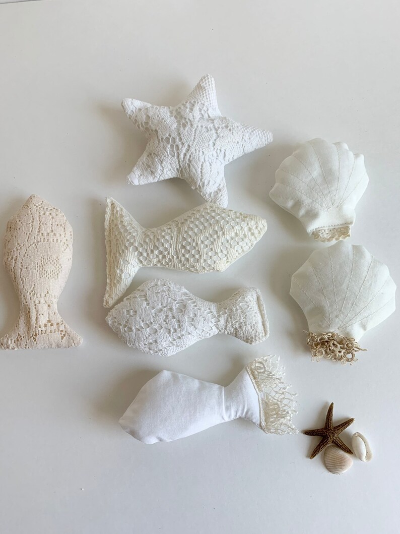 Bowl Fillers Fabric and Lace Fish and Seashells for Coastal - Etsy