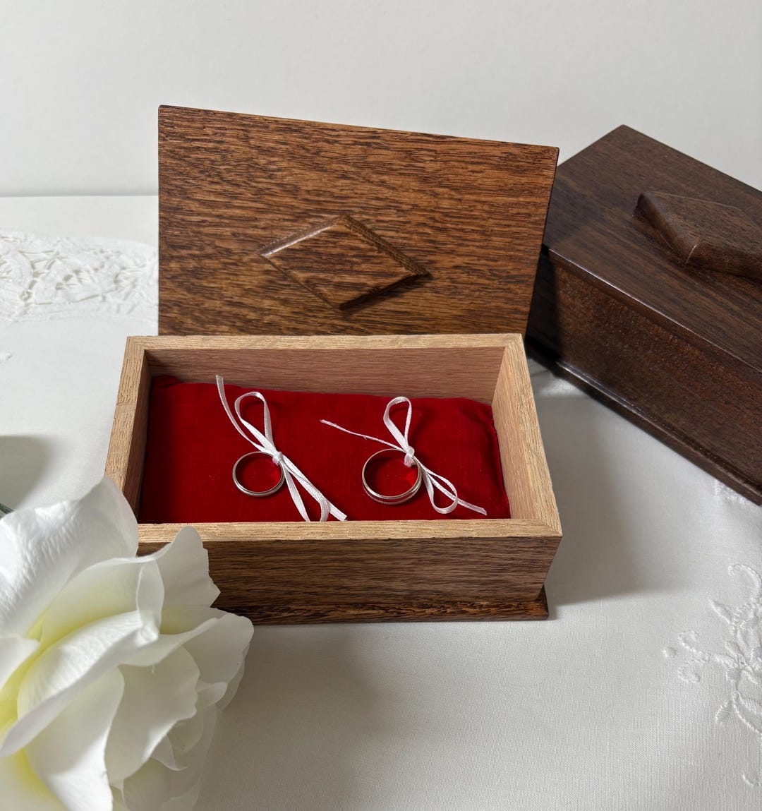 Wedding Ring Box for Ring Bearer, Velvet Lining, Holds 2 Rings, Ships ...
