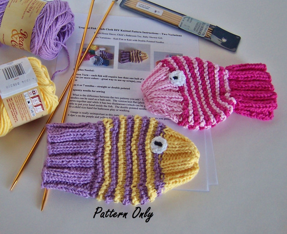 Tropical Fish Knitting Pattern DIY Instructions 2 - Etsy