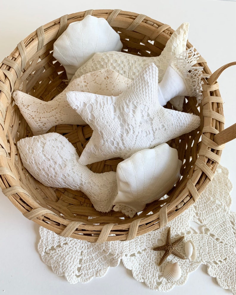 Bowl Fillers Fabric and Lace Fish and Seashells for Coastal - Etsy