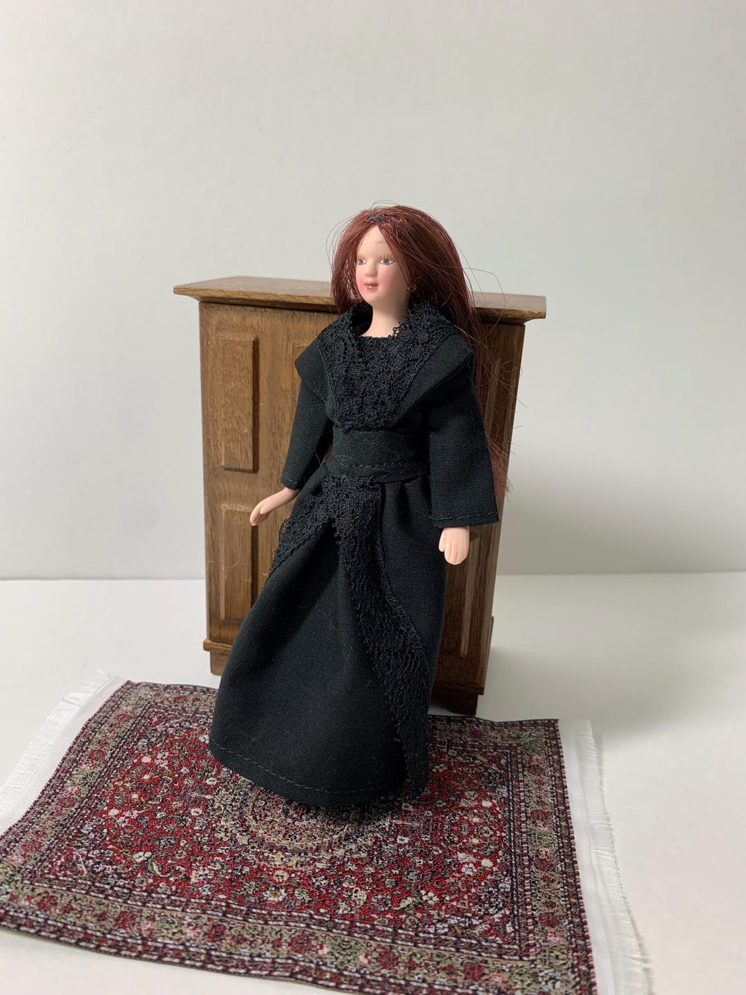 Doll Black Mourning Dress 1:12 Dollhouse Scale, Historic Period Costume ...