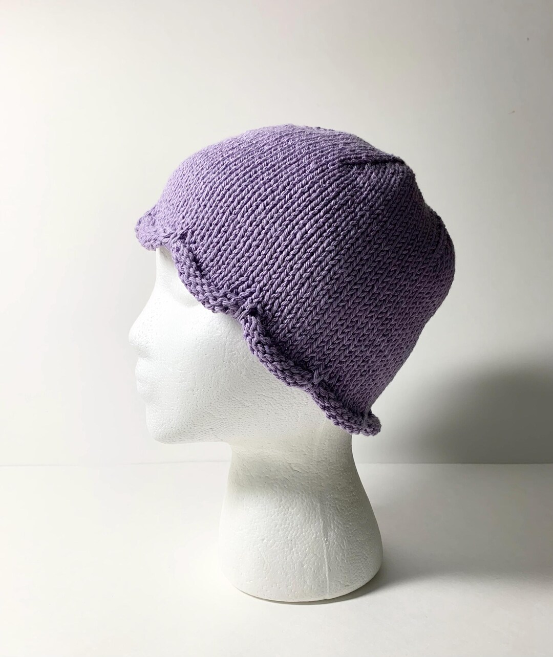 Chemo Hat Sleep Cap for Women, Soft Cotton Yarn in Lavender, Fits ...