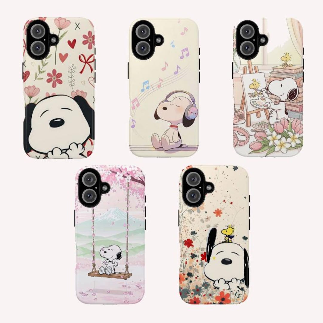 Snoopy iPhone Case, Pastel Peanuts Cartoon Cover - Etsy