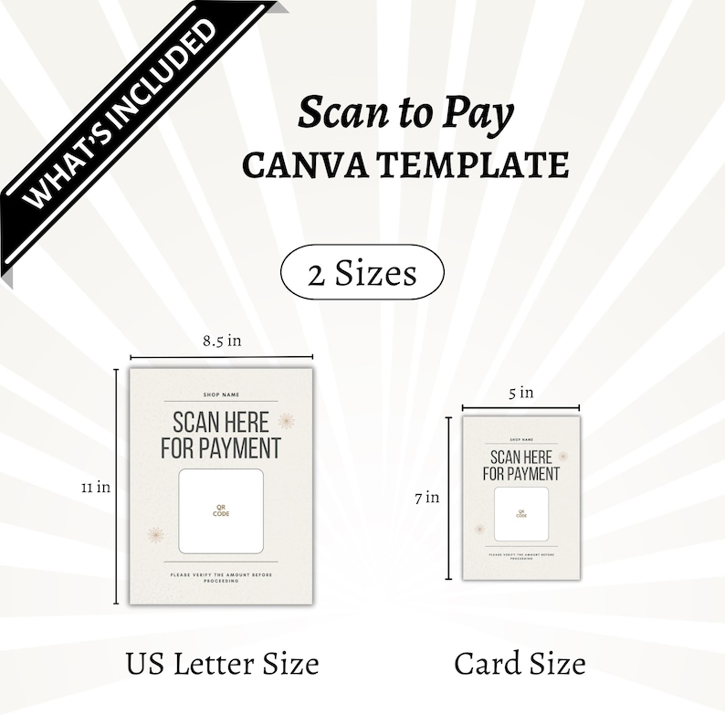 Scan to Pay Canva Template, QR Code Sign, Virtual Tip Jar, Small ...