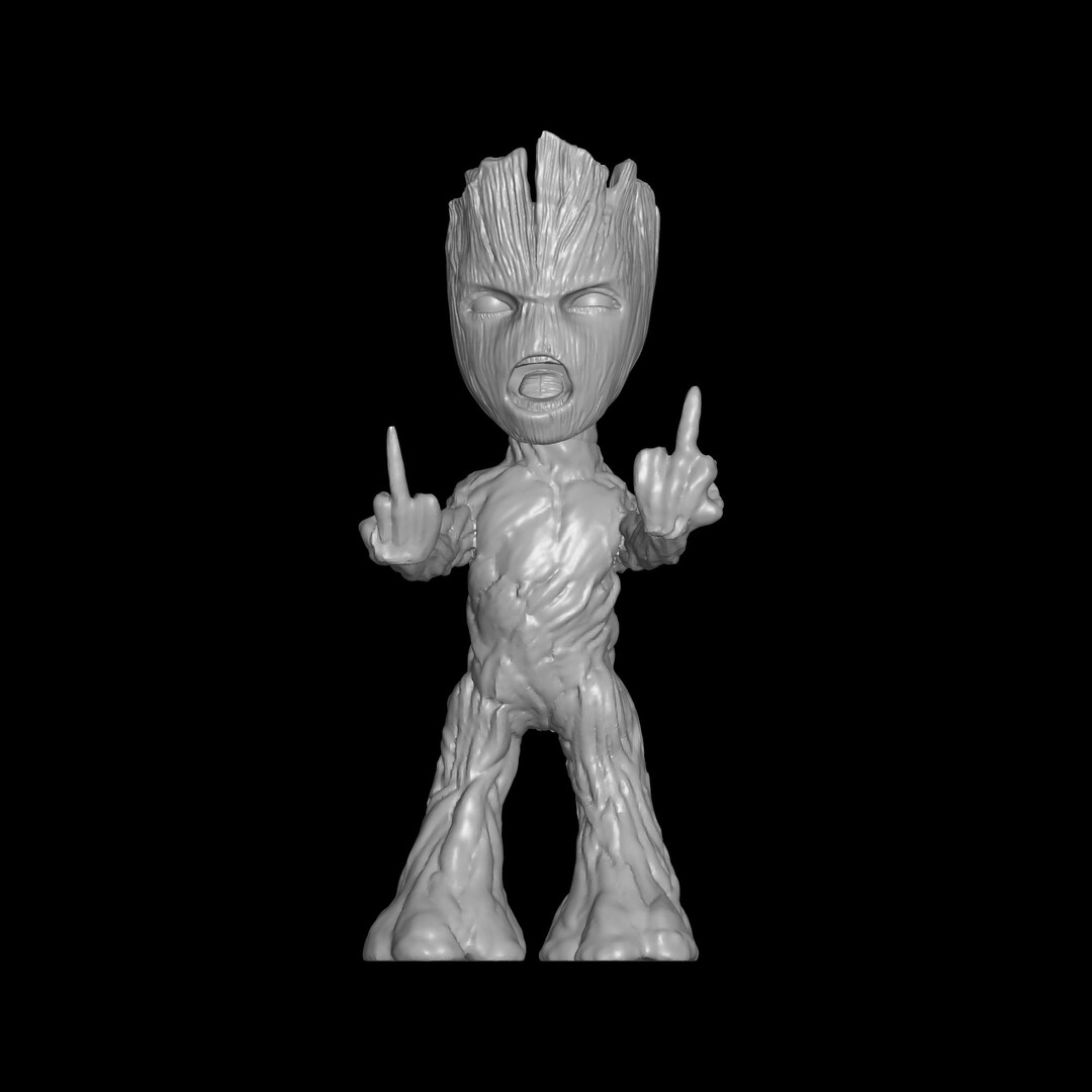 Middle Finger Angry Groot STL File, 3D Printing Model, Guardians of the ...