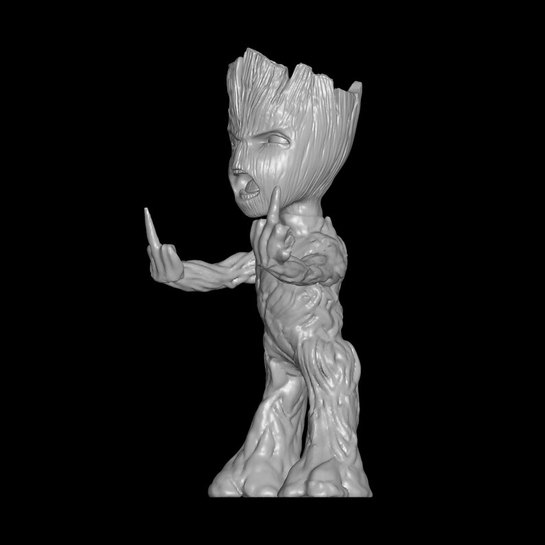 Middle Finger Angry Groot STL File, 3D Printing Model, Guardians of the ...
