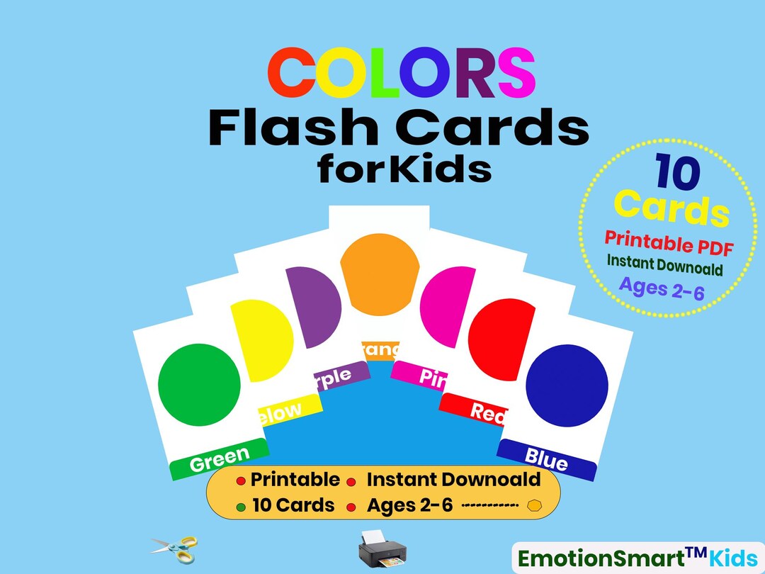 Color Flashcards for Kids – Printable Colors Learning Cards ...
