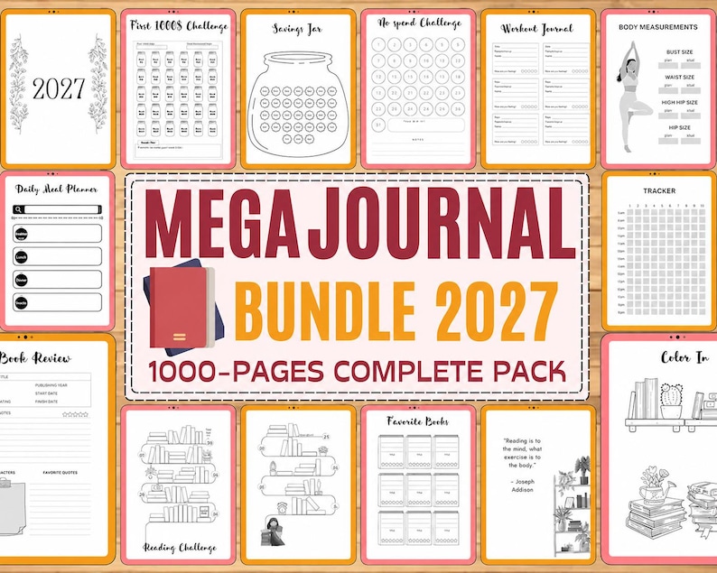 2027 MEGA Journal Bundle, Printable Journal Planner, Bullet Journal ...