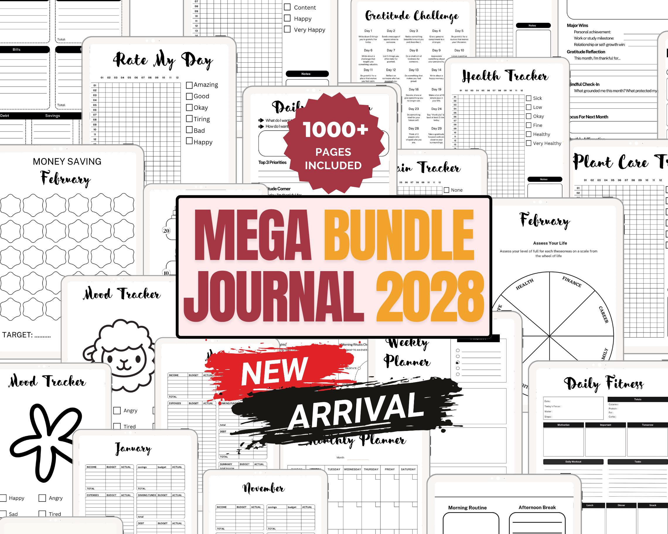2028 MEGA Journal Bundle, Printable Journal Planner, Bullet Journal ...