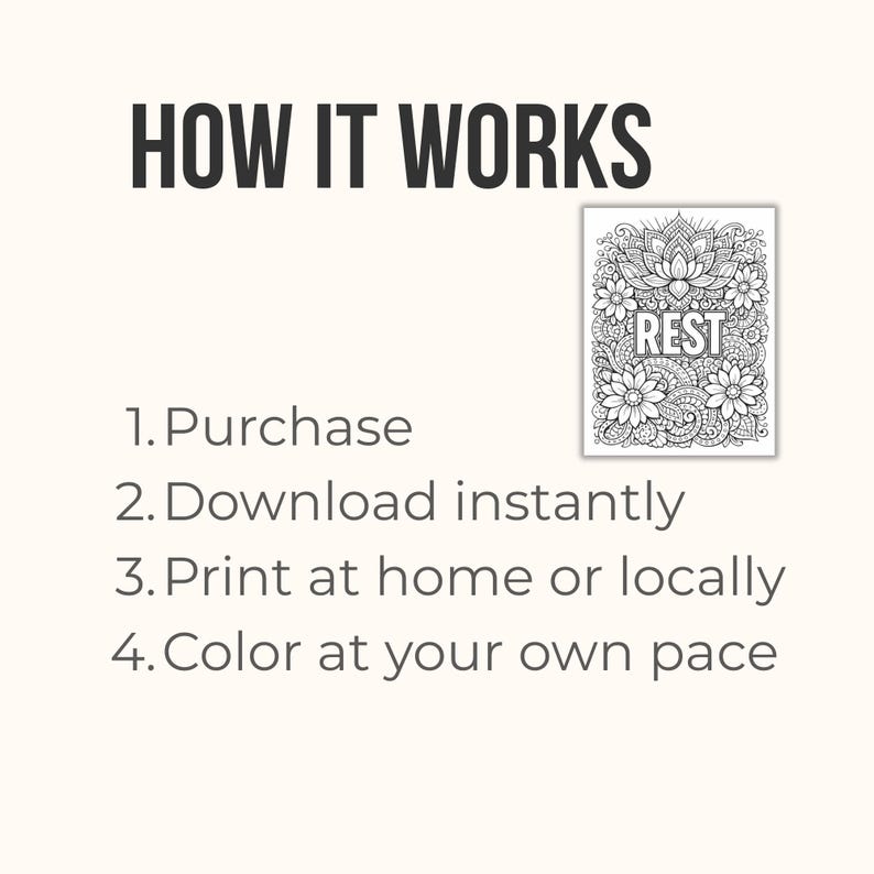 Adult "rest" Coloring Page Printable – Intricate Floral & Mandala Line ...