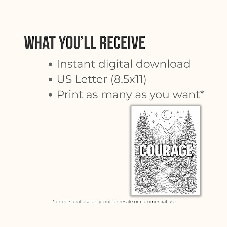 Adult "courage" Coloring Page Printable – Intricate Floral & Mandala ...