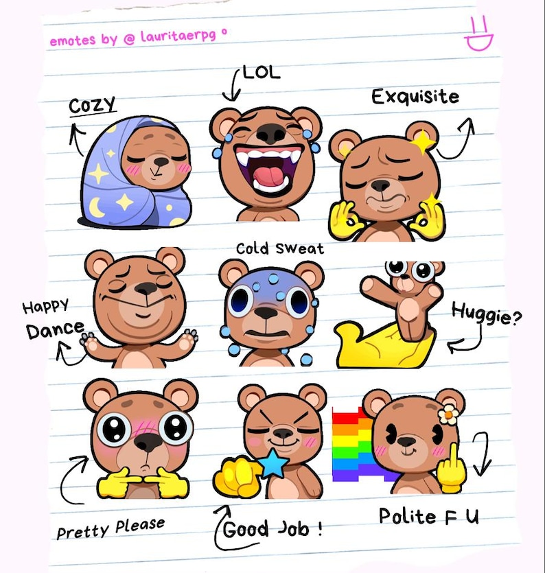 Animated Bear Emojis, Brown Bear Emotes for Twitch, Bear Stickers for ...