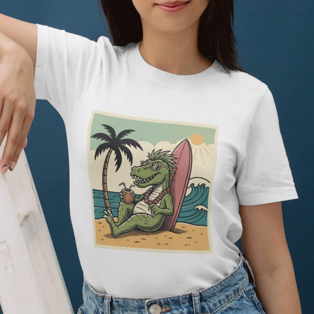 Funny Crocodile Beach PNG, Summer Animal Art, Surfing Croc Illustration ...