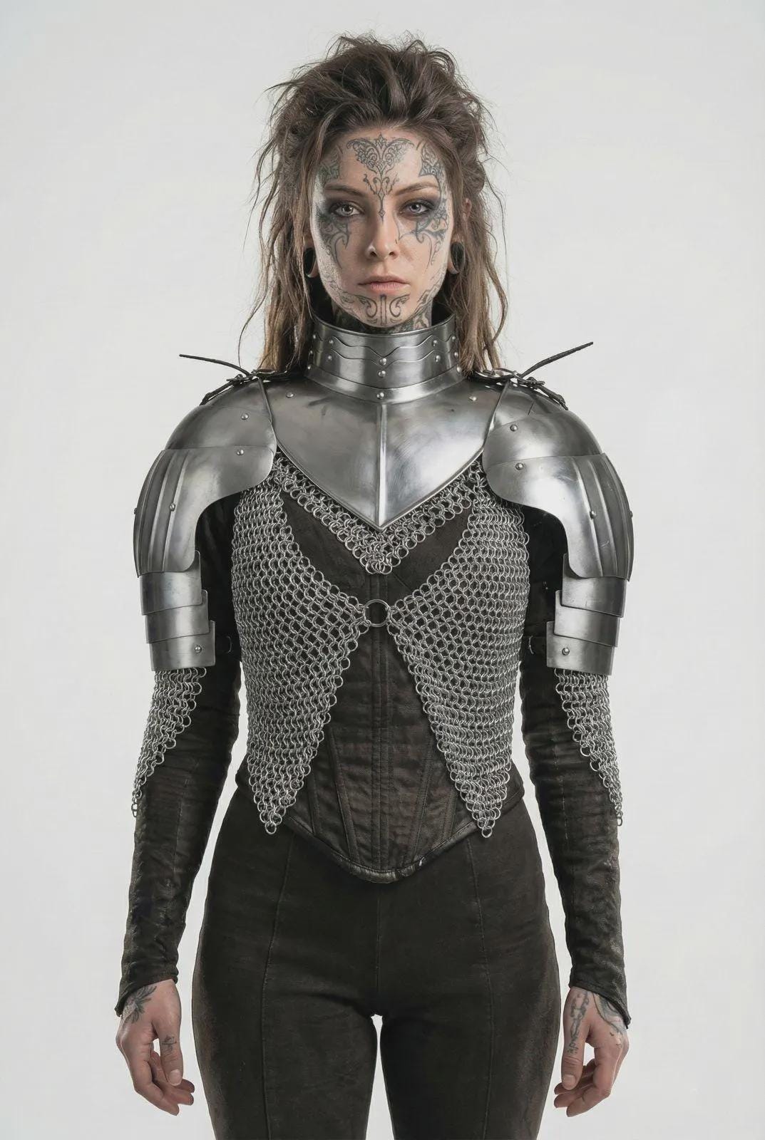 Medieval Style Women’s Medieval Chainmail Armor With Steel Pauldrons ...