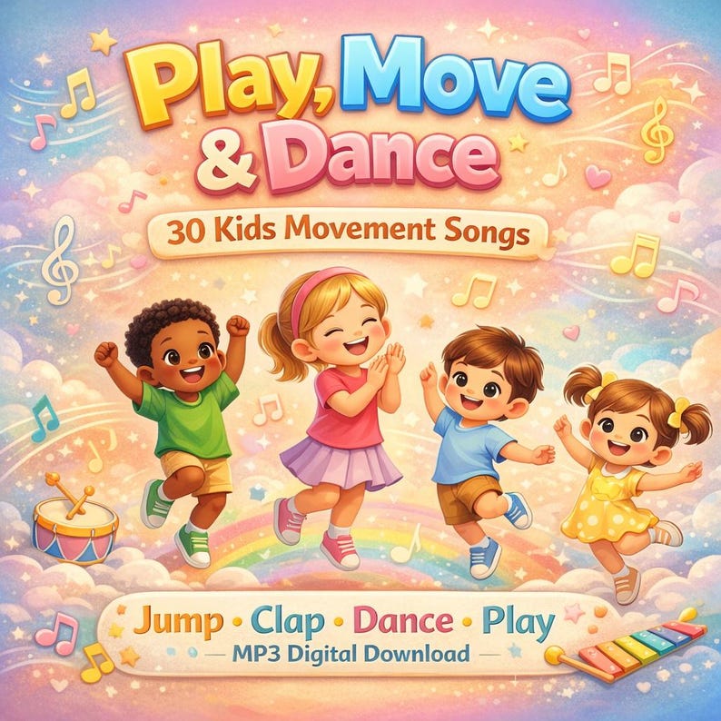 Play, Move & Dance – 30 Kids Movement Songs | Preschool Action Music ...