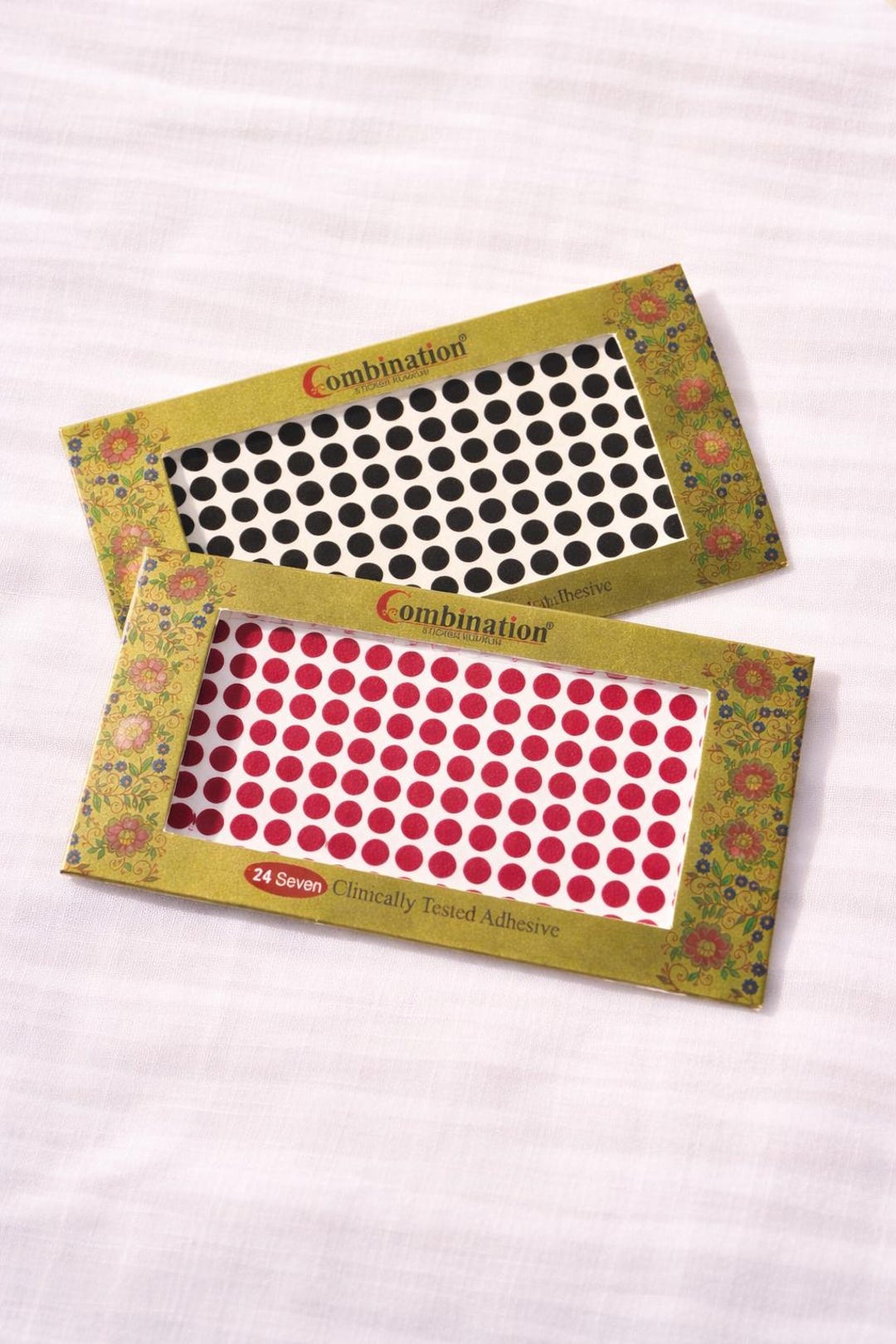 Red & Black Round Bindi Set | Traditional Indian Kumkum Stickers ...
