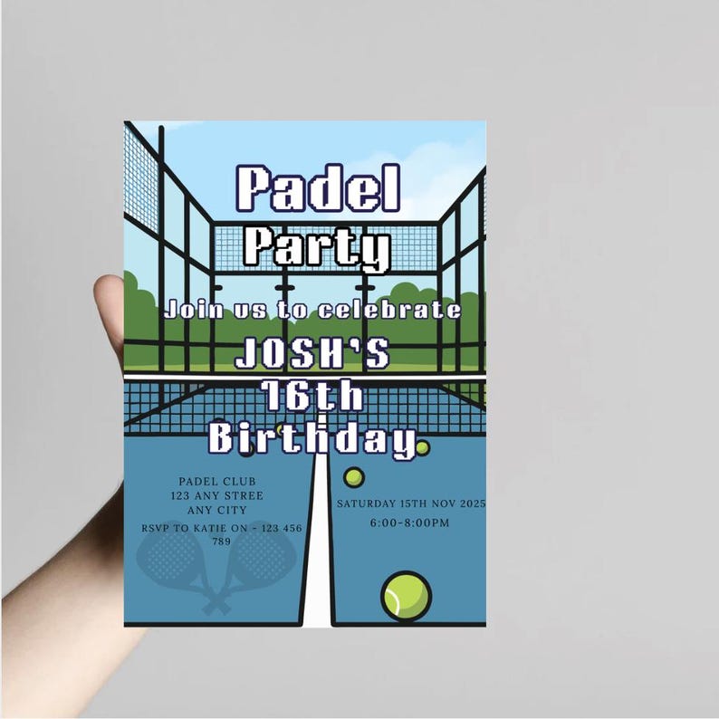 Padel Birthday Invitation | Editable E-invite Canva Template - Etsy
