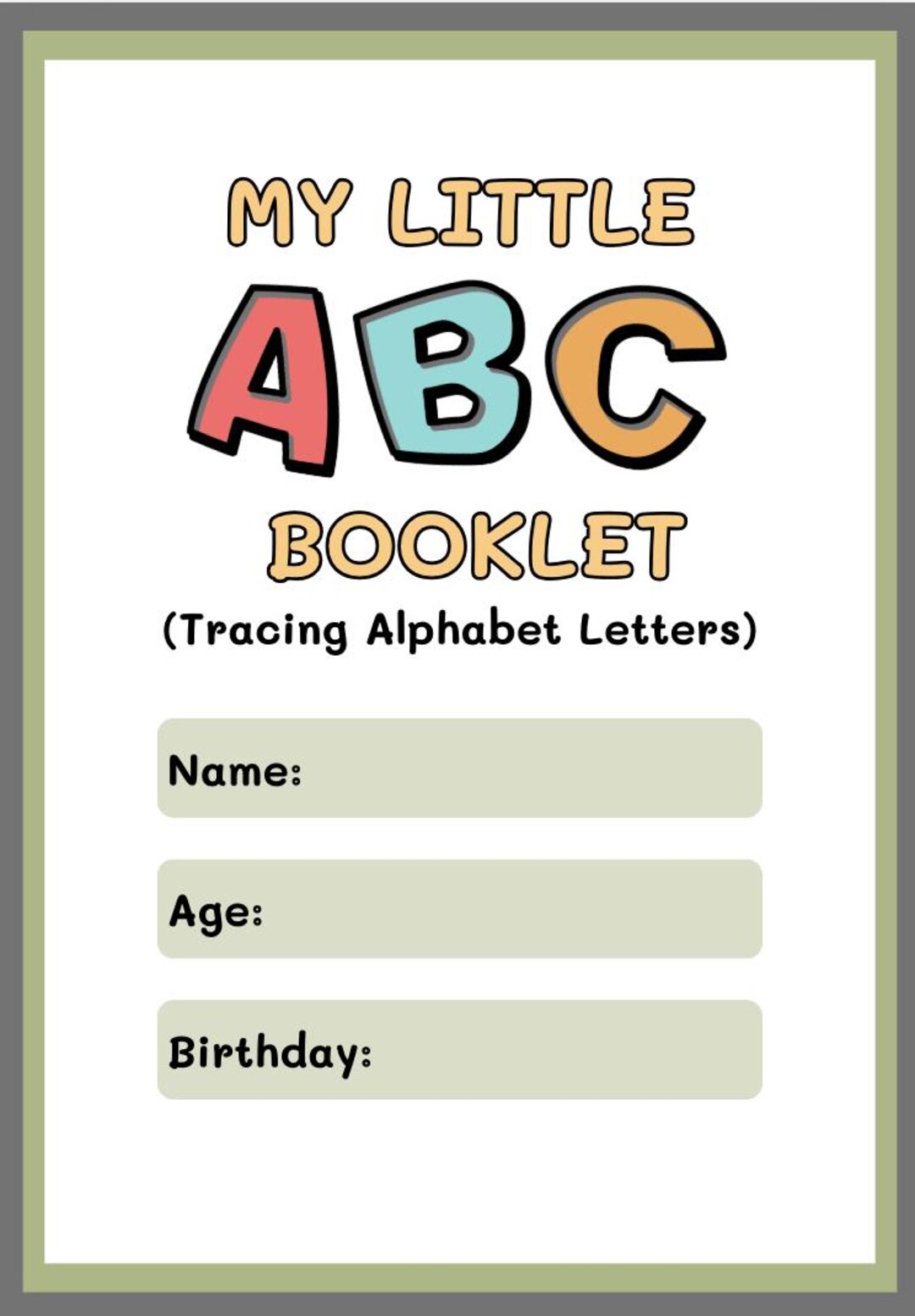 Kids Alphabet Tracing Booklet A-Z | 28 PDF Booklet | Digital Download ...