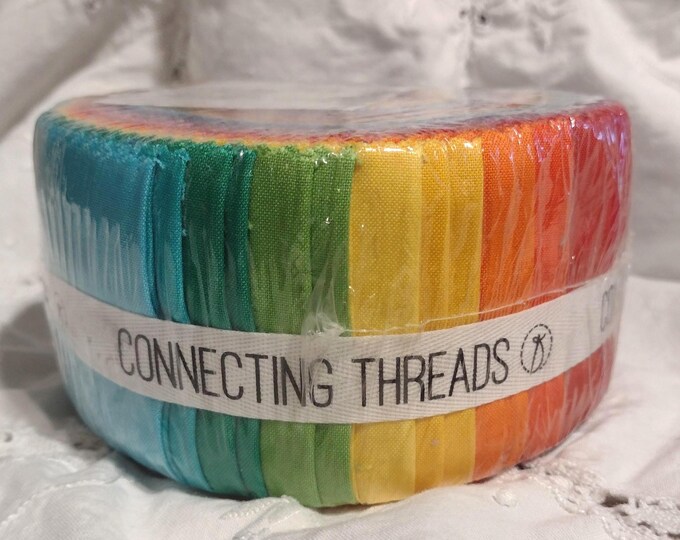 Rainbow Solids Fabric Roll Connecting Threads Jelly Roll 40 Strips 2.5 ...