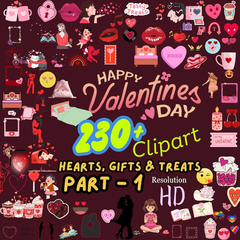 2026' Valentine’s Day Clipart Bundle | Cute Valentine Hearts, Gifts ...