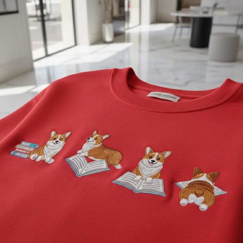 Corgi Book Machine Embroidery Design File - PES DST DGT - Digital ...