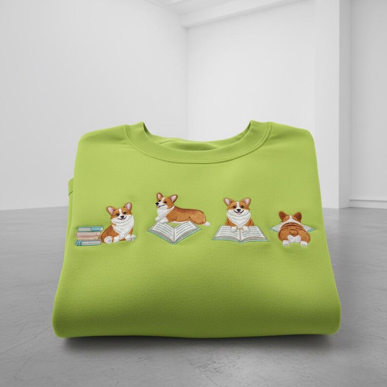 Corgi Book Machine Embroidery Design File - PES DST DGT - Digital ...