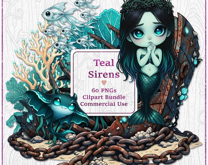 Mermaids Clipart Bundle | Sea Creatures Clipart | Ocean Clipart ...